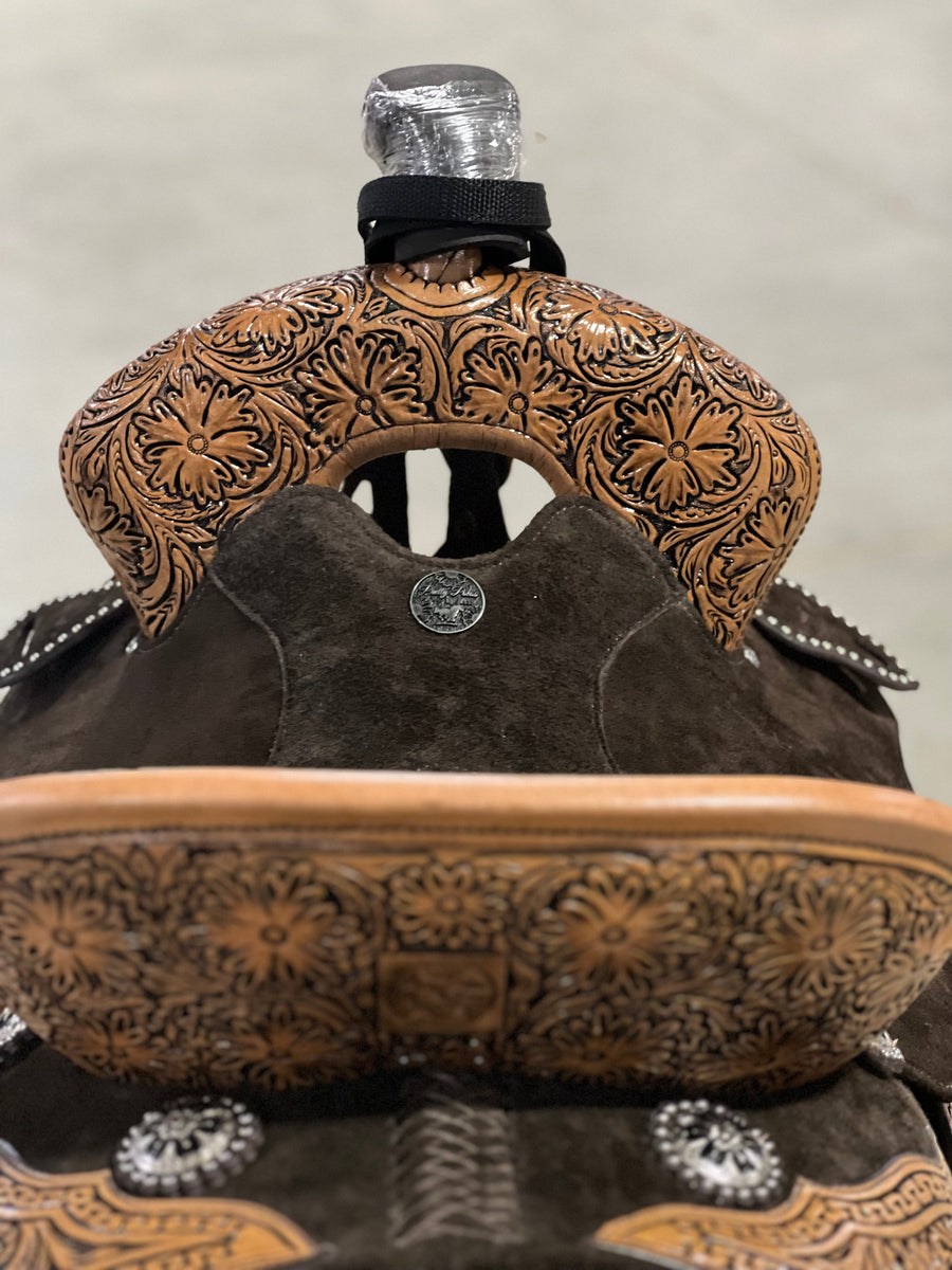 Chocolate with Black Inlay Tooled Lightweight Saddle – Pretty Polos By ...